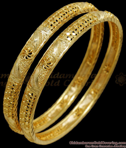 Gold Plated Plain Design Bangles, Chidambaram Gold Covering Regular ...