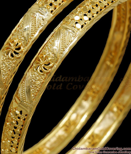 Gold Plated Plain Design Bangles, Chidambaram Gold Covering Regular ...