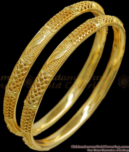 Gold Plated Plain Design Bangles, Chidambaram Gold Covering Regular ...