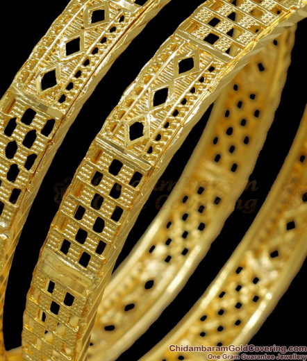 Gold Plated Plain Design Bangles, Chidambaram Gold Covering Regular ...