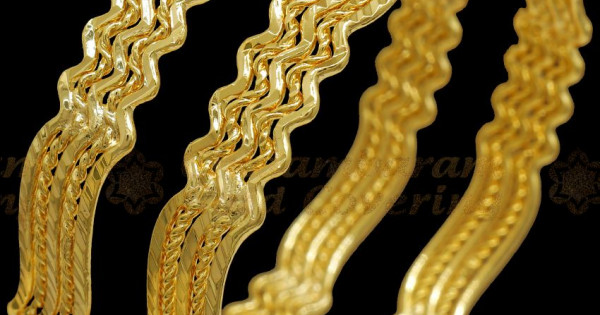 BR2081-2.6 Size Set Of 2 Zig Zag Gold Plated Bangle Party Wear Collections
