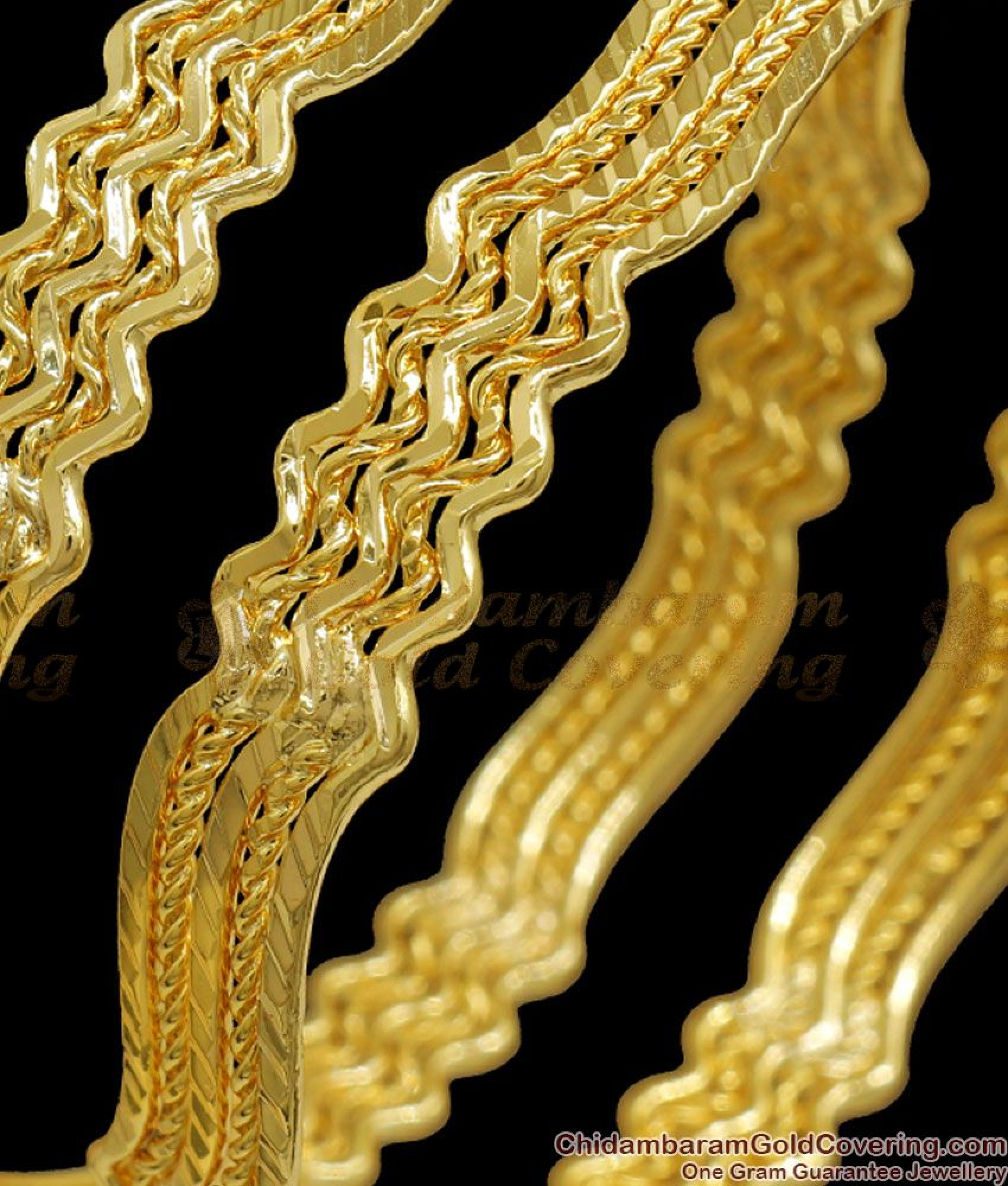BR2081-2.4 Size Set Of 2 Zig Zag Gold Plated Bangle Party Wear Collections