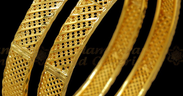 BR2088-2.6 Size Bridal Wear Gold Plated Bangle Net Pattern