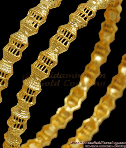 Gold Plated Plain Design Bangles, Chidambaram Gold Covering Regular ...