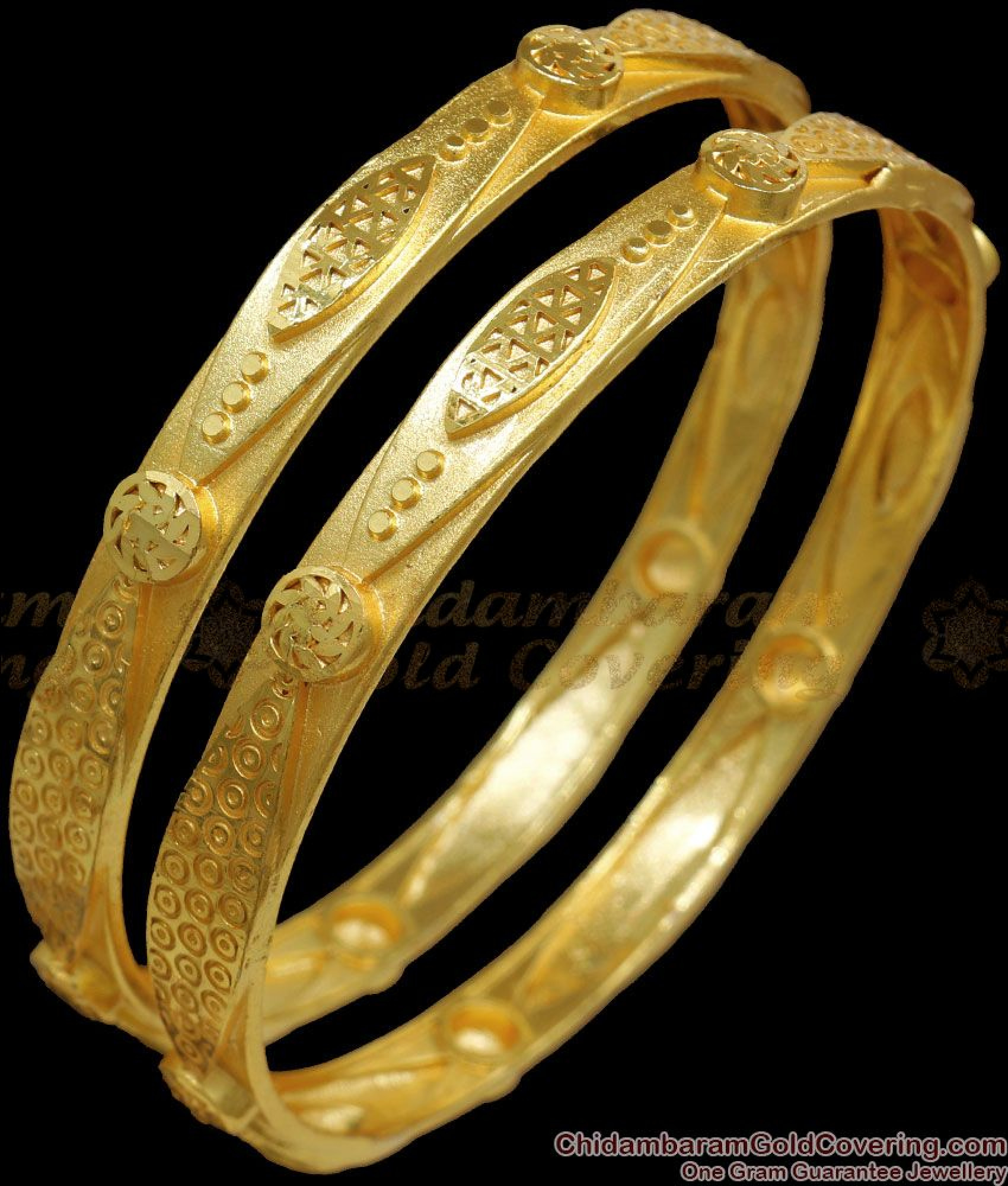 BR2127-2.4 Size Unique 2 Gram Gold Bangle Bridal Wear For Marriage