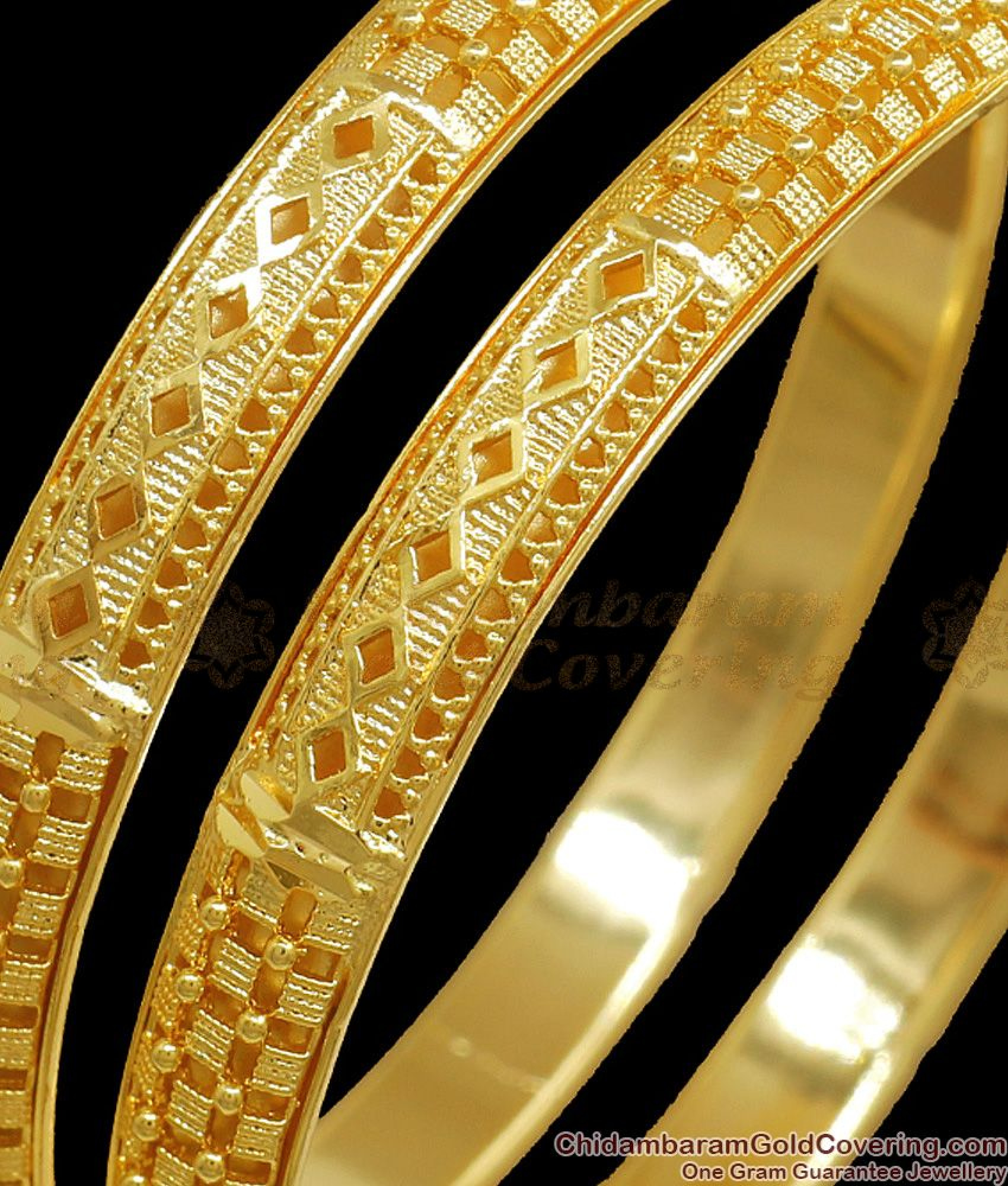 BR2134-2.8 Size Stylish Kerala Design Gold Bangle Bridal Collections