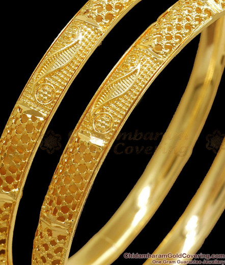Gold Plated Plain Design Bangles, Chidambaram Gold Covering Regular ...