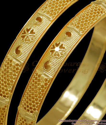 Gold Plated Plain Design Bangles, Chidambaram Gold Covering Regular ...