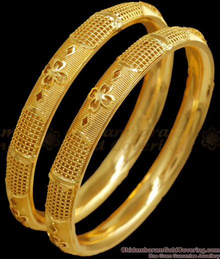 Gold Plated Plain Design Bangles, Chidambaram Gold Covering Regular ...