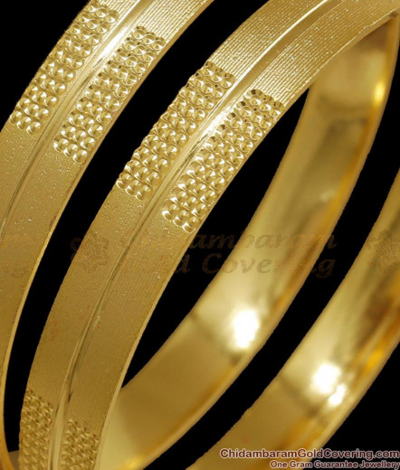 Gold Plated Plain Design Bangles, Chidambaram Gold Covering Regular Traditional Bangles