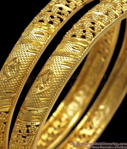 Two Gram Gold Bangles, Plain Bangles and Enamel Meenakari Bangle ...