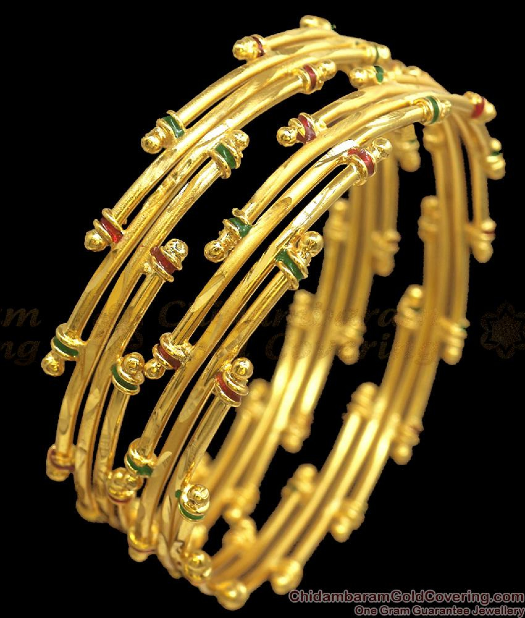 BR2178-2.8 Stylish Enamel Menakari 2 Gram Gold Semiya Bangle Shop Online