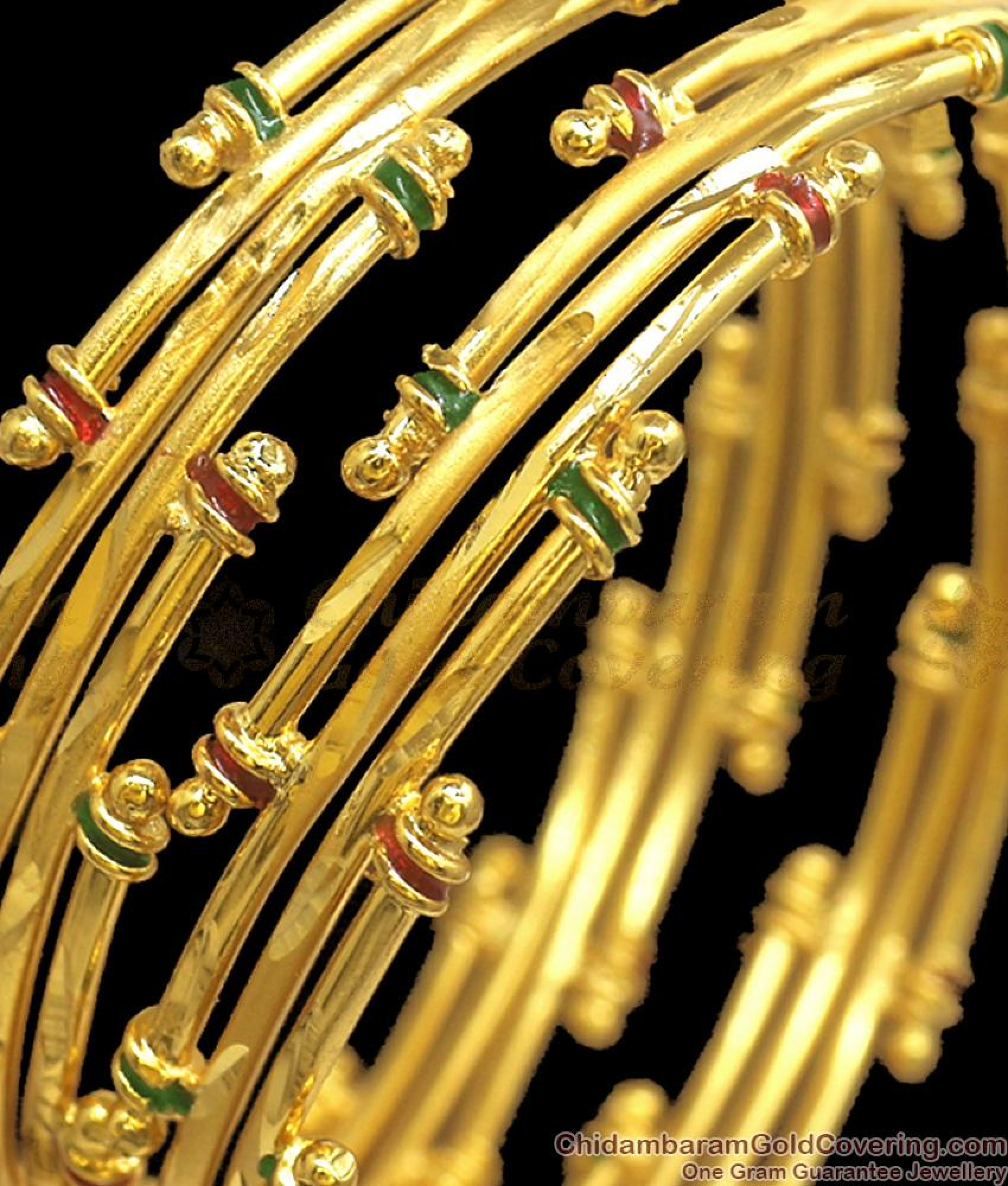 BR2178-2.8 Stylish Enamel Menakari 2 Gram Gold Semiya Bangle Shop Online
