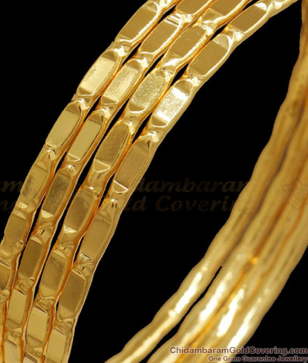 Gold Plated Plain Design Bangles, Chidambaram Gold Covering Regular ...