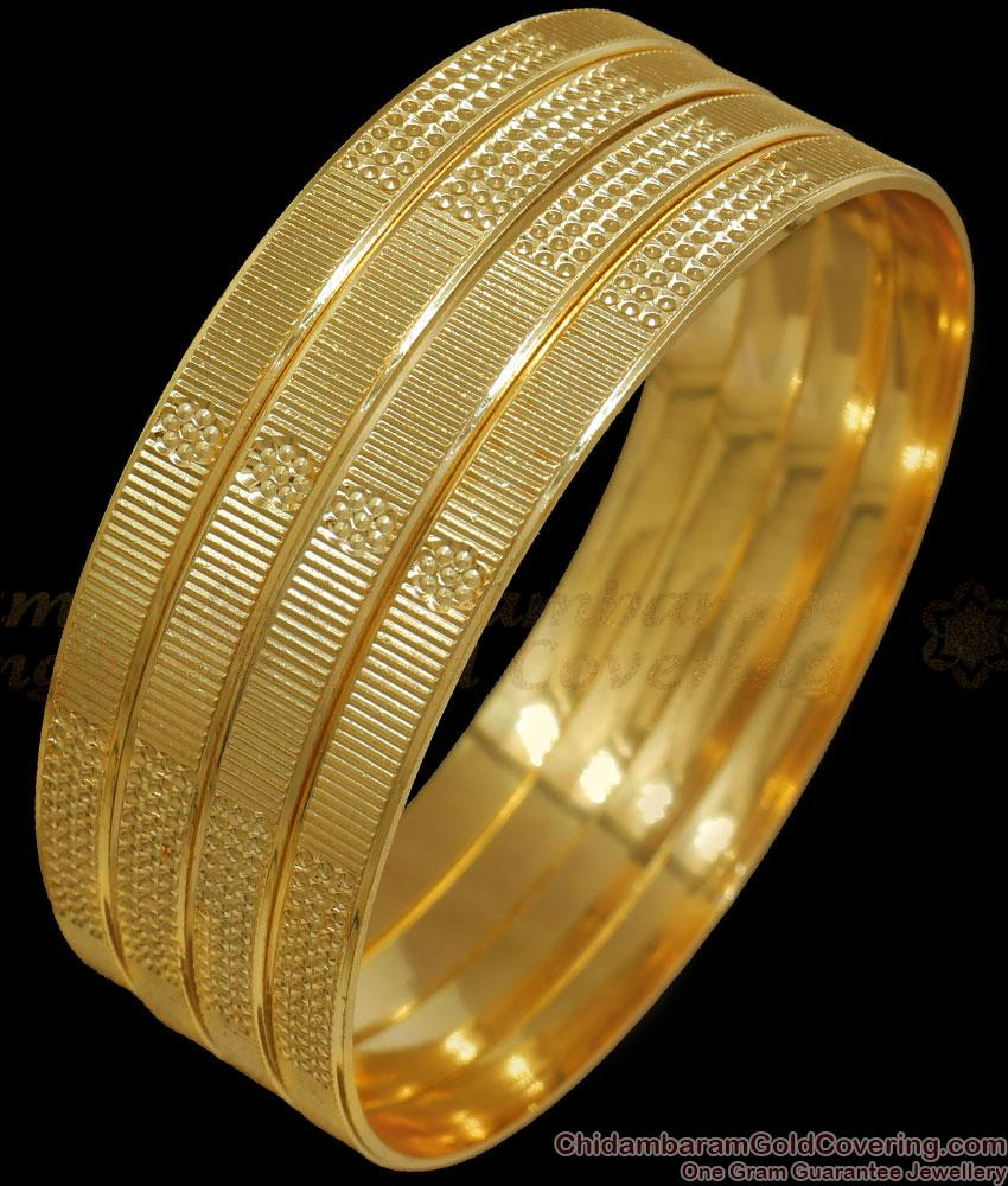 BR2197-2.6 Size Set Of 4 Simple Daily Use Real Gold Tone Bangles Floral ...