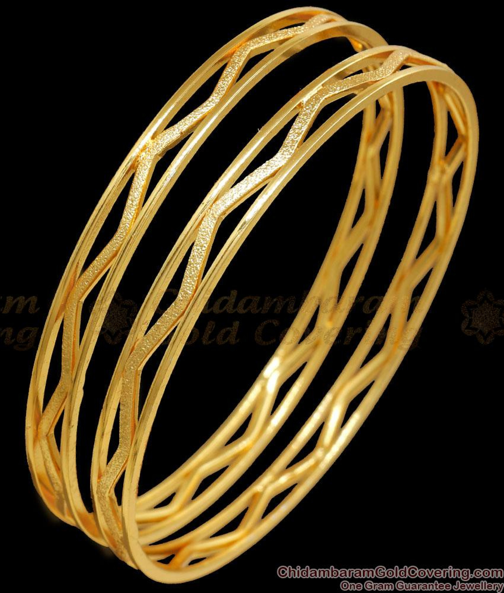 BR2198-2.10 Size Set Of Two Gold Plated Bangles Neli Designs