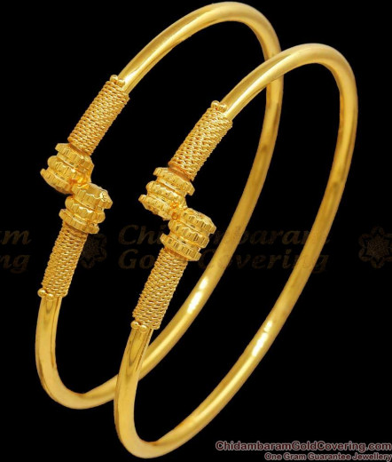 Gold Plated Plain Design Bangles, Chidambaram Gold Covering Regular Traditional Bangles