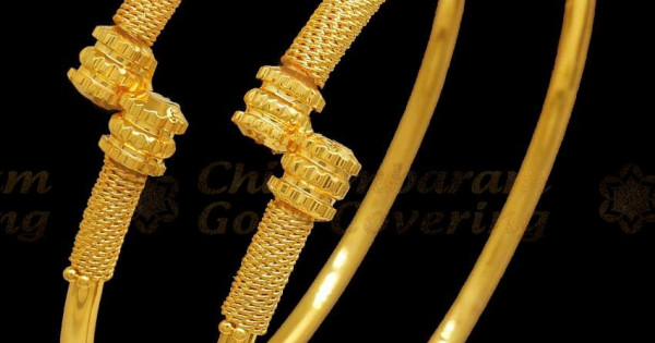 BR2210-2.10 Set Of Two One Gram Gold Kambi Bangles For Daily Use Threaded Collections