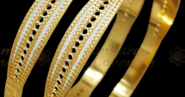 BR2226-2.4 Set Of Two Attractive 22Kt Gold Rhodium Bangles Casual Wear