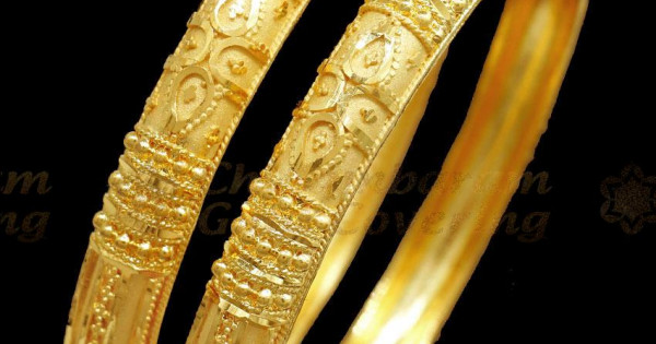 BR2234-2.4 Size Hollow Two Gram Gold Bangle Calcutta Bridal Jewelry ...