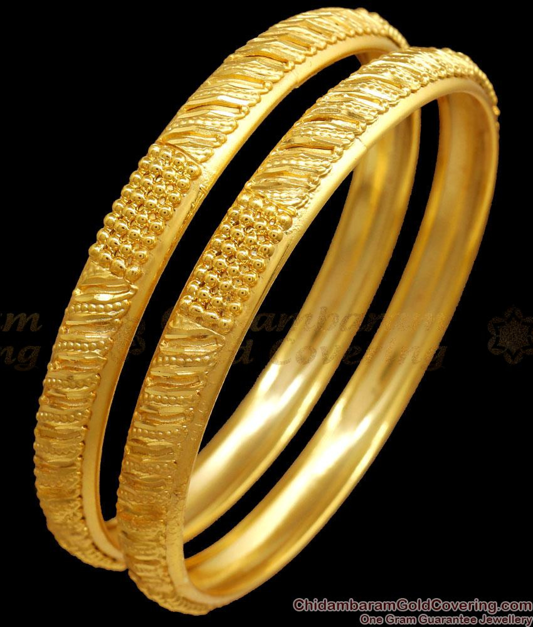 BR2246-2.4 Size Set Of Two Unique 2 Gram Gold Bangle Forming Bridal ...