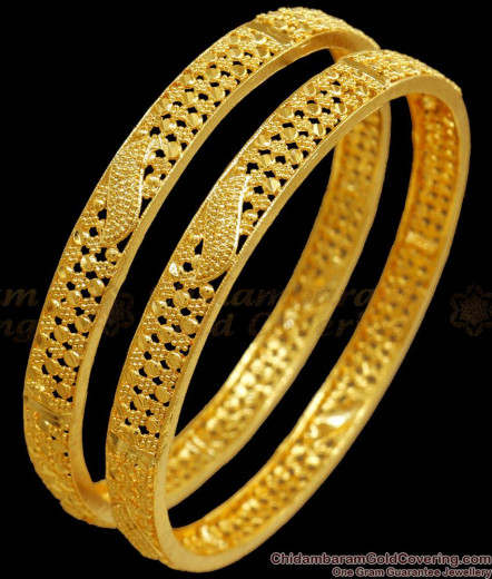 Gold Plated Plain Design Bangles, Chidambaram Gold Covering Regular ...