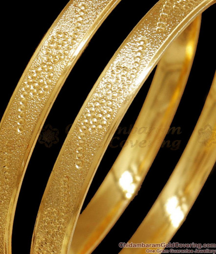 Gold Plated Plain Design Bangles, Chidambaram Gold Covering Regular Traditional Bangles