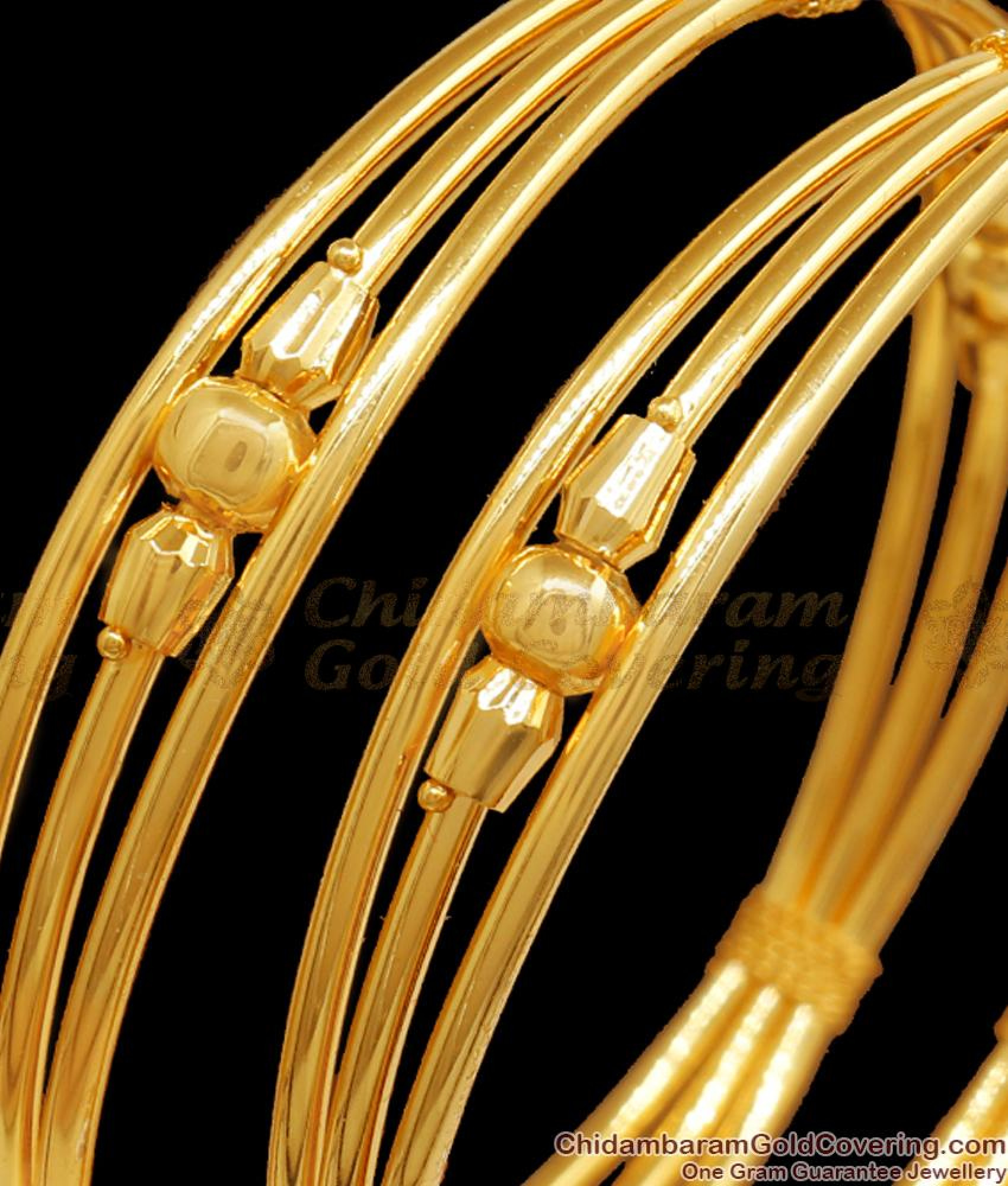 BR2292-2.10 Curvy Real Gold Tone Bangles 3 Line Designs Shop Online