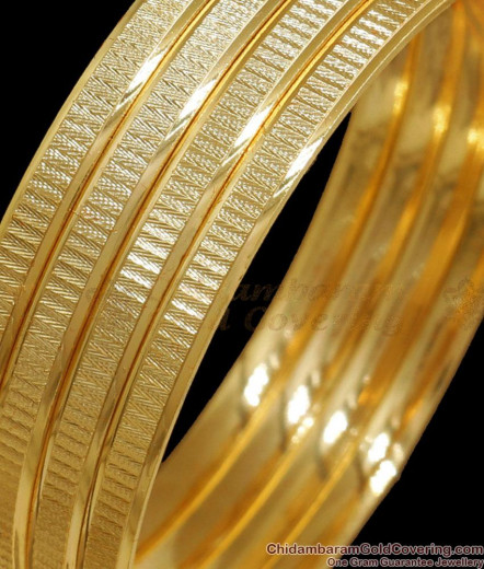 Gold Plated Plain Design Bangles, Chidambaram Gold Covering Regular Traditional Bangles