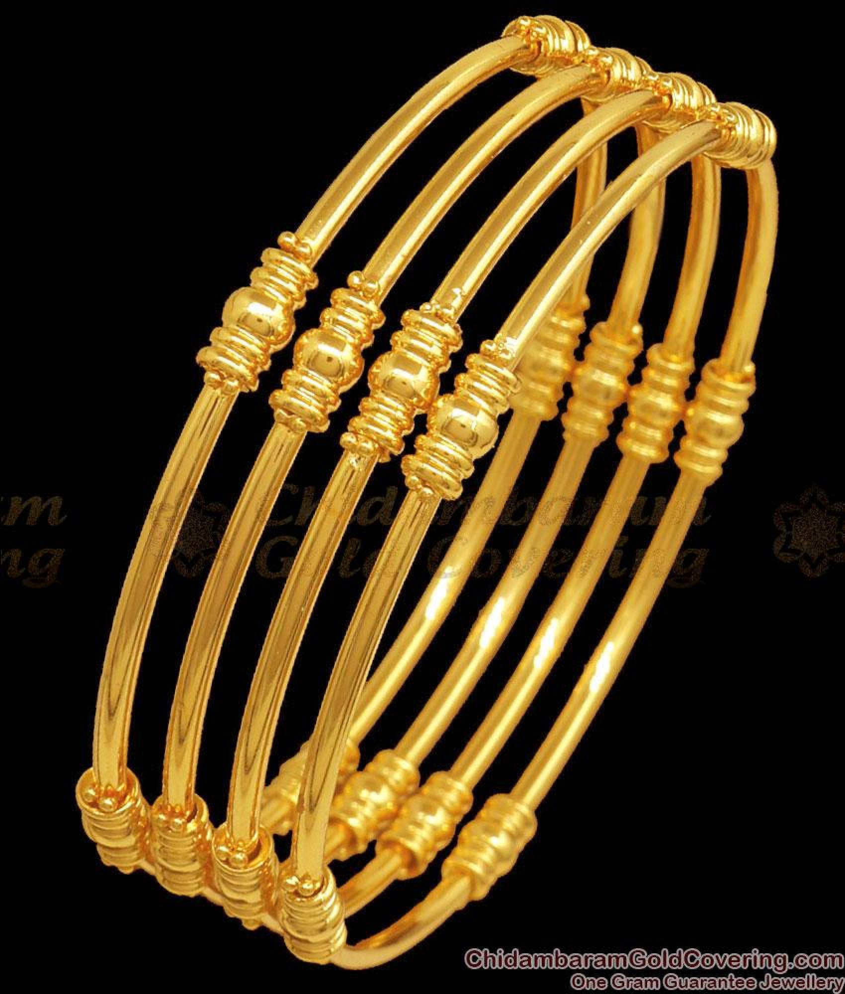BR2298-2.4 Latest 4 Set Plain Daily Wear Gold Plated Bangles Shop Online