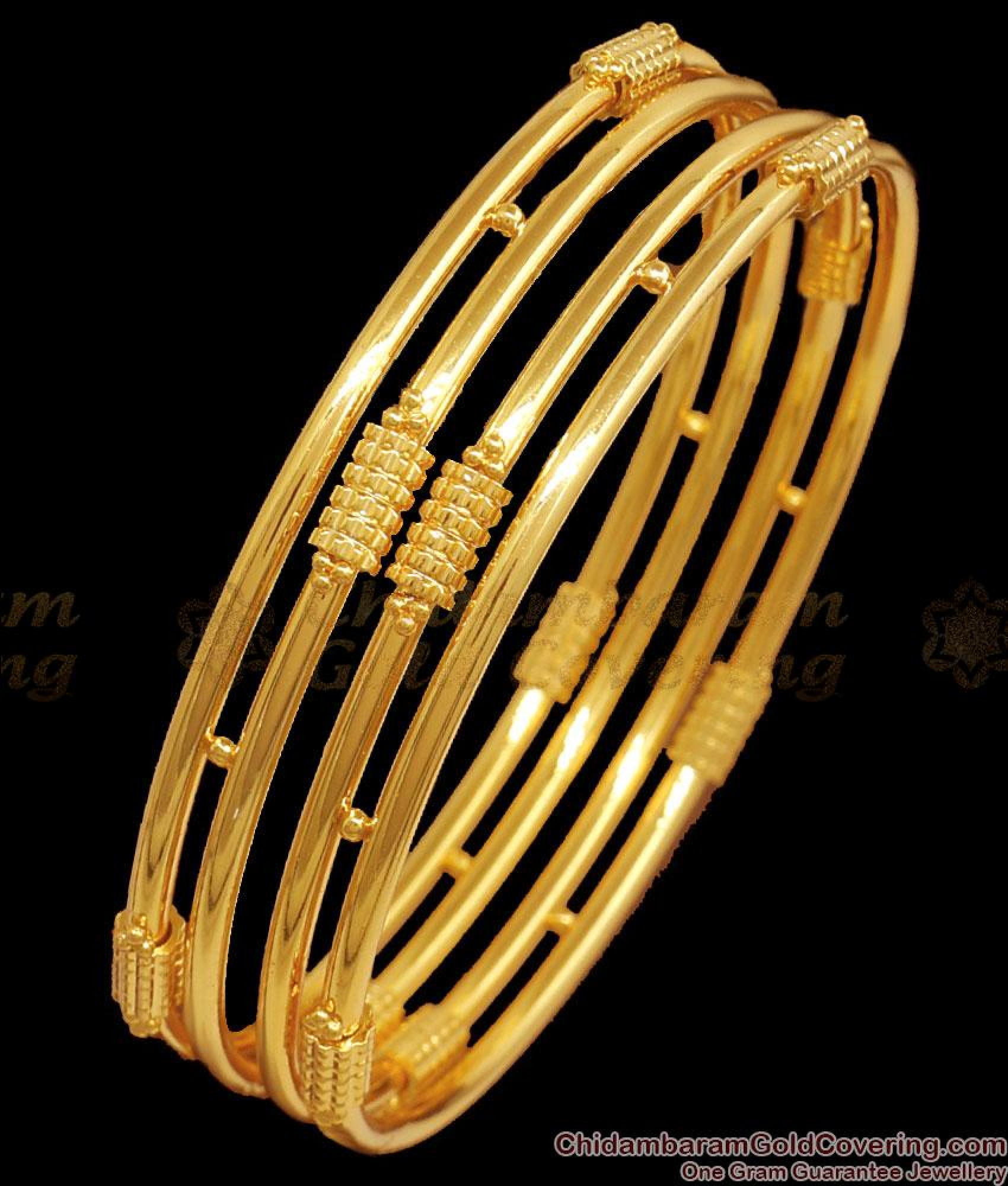 BR2299-2.10 One Gram Gold Bangles Threaded Designs Daily Wear Collections