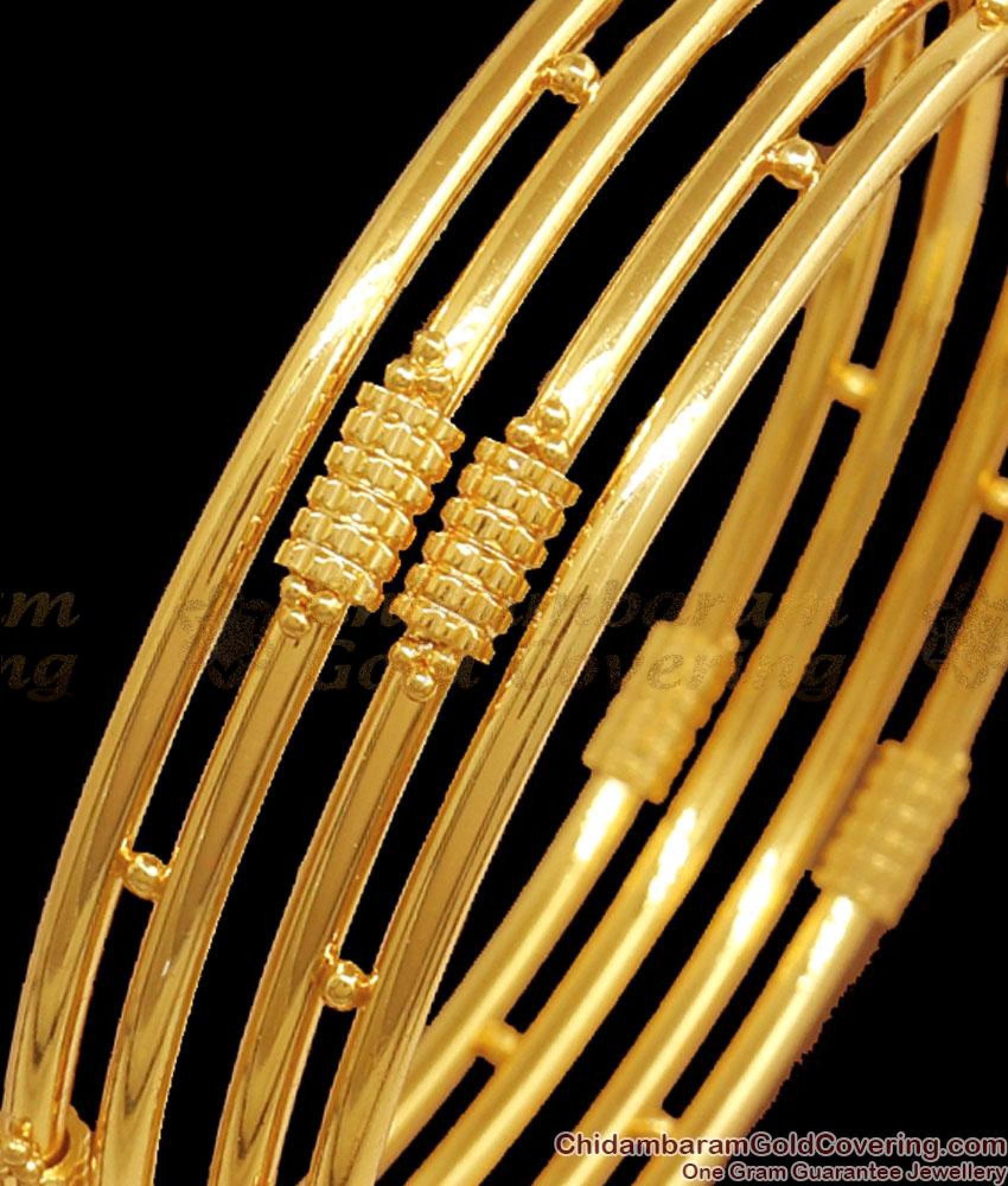 BR2299-2.10 One Gram Gold Bangles Threaded Designs Daily Wear Collections