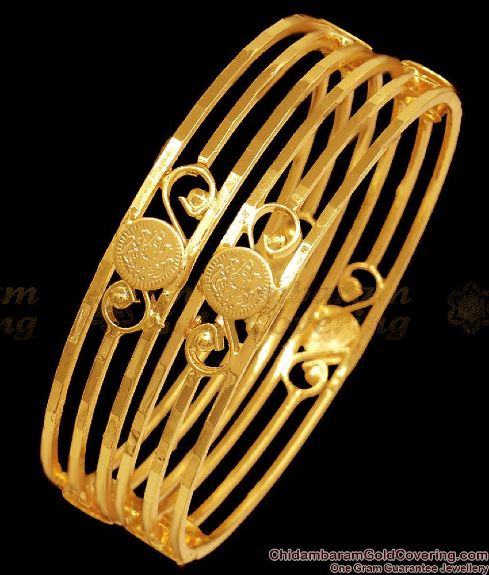 BR2304-2.8 Traditional Plain Gold Bangles Lakshmi Coin Designs Shop Online