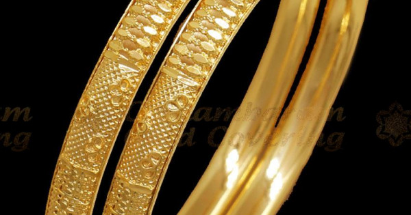 BR2306-2.10 New Arrivals Kerala Bridal Gold Bangles Hollow Designs Shop Online