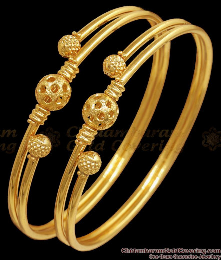 Gold Plated Plain Design Bangles, Chidambaram Gold Covering Regular ...