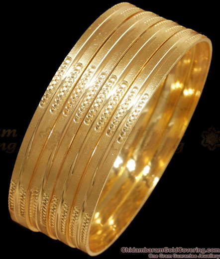 Gold Plated Plain Design Bangles, Chidambaram Gold Covering Regular ...