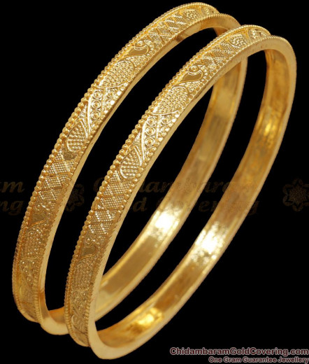 Gold Plated Plain Design Bangles, Chidambaram Gold Covering Regular ...