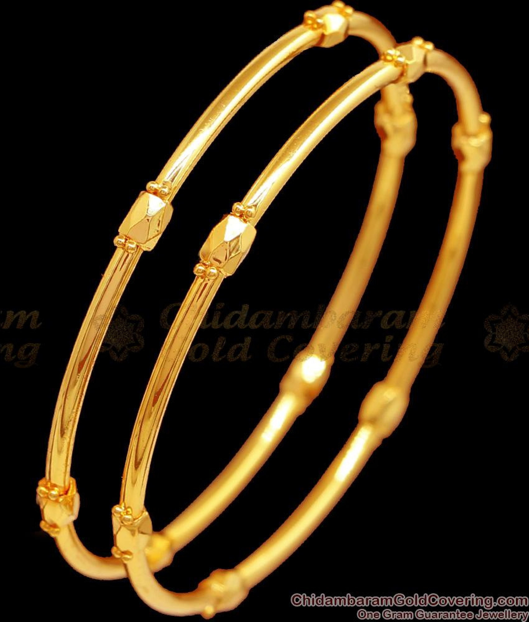 BR2360-2.4 Size Simple Gold Design Bangle Plain Beads Design
