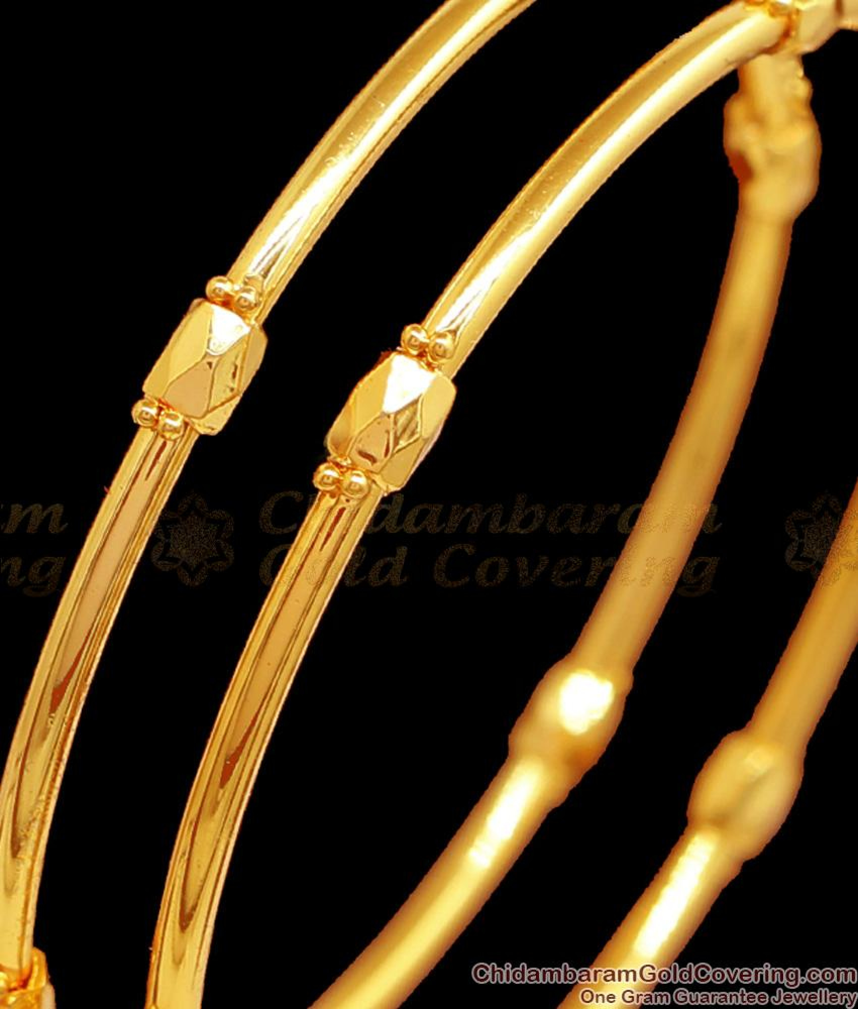 BR2360-2.4 Size Simple Gold Design Bangle Plain Beads Design