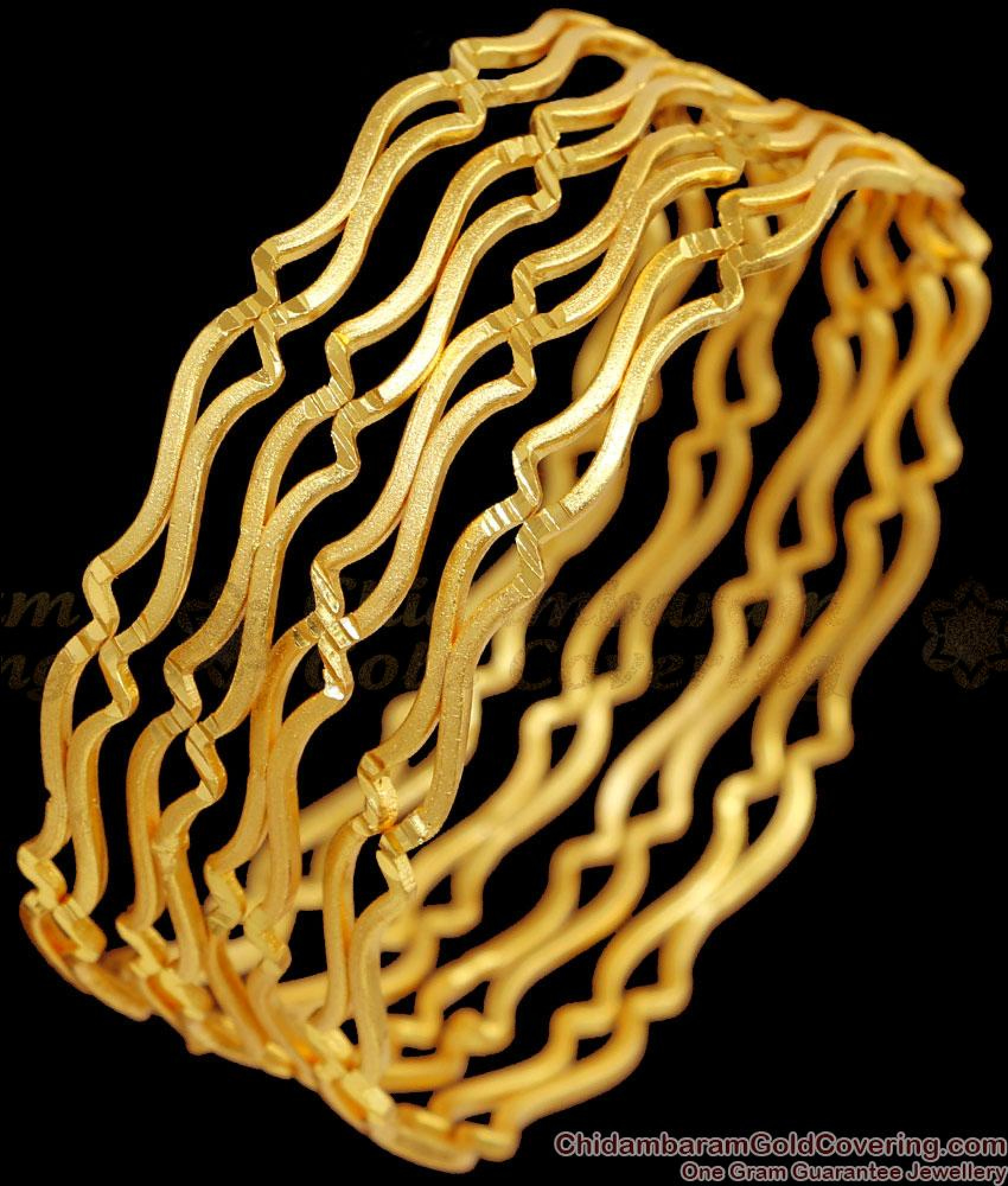 BR2366-2.4 Size Stylish Set Of Four 1 Gram Gold Bangle Neli Design