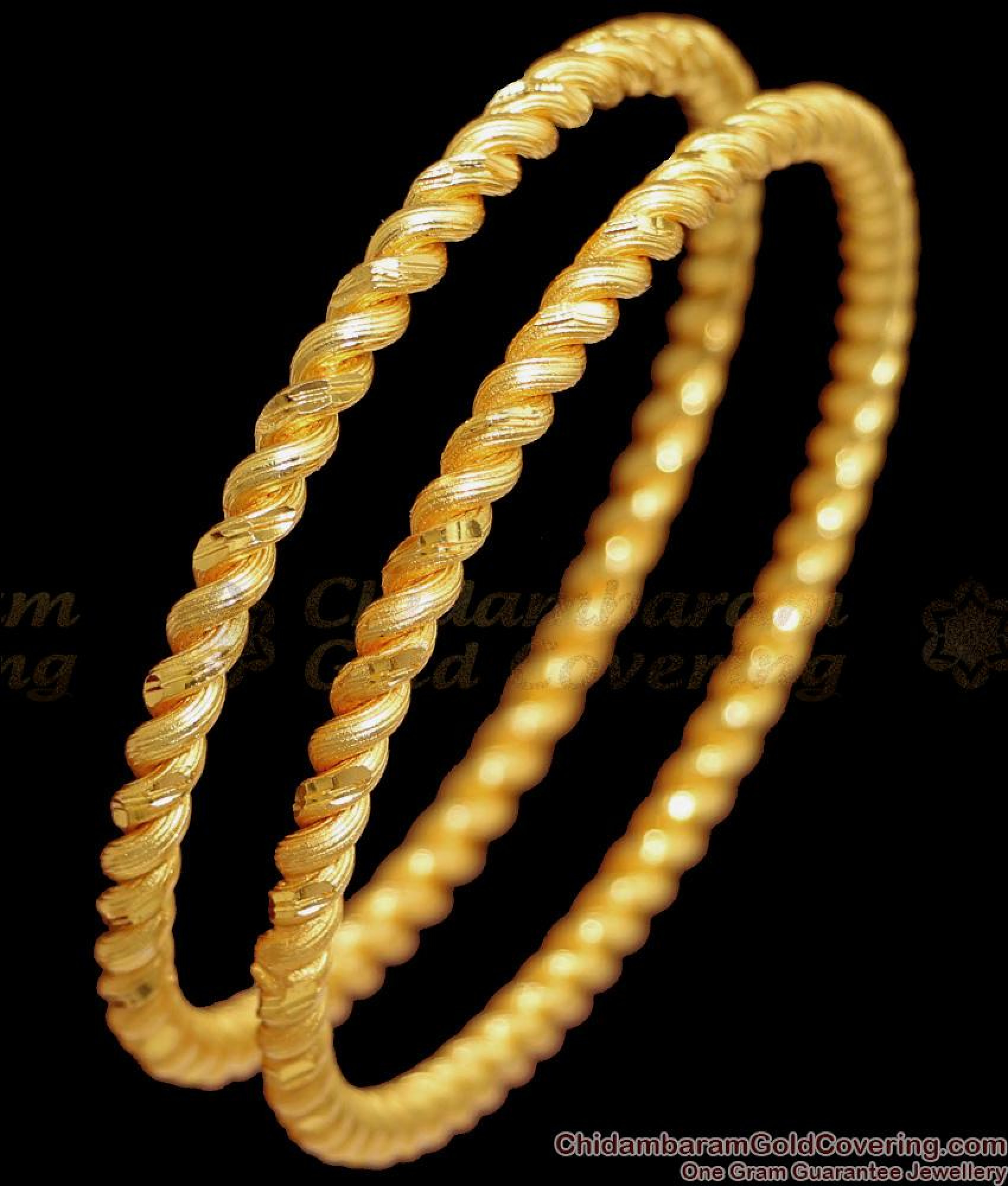 BR2369-2.4 Size Spiral One Gram Gold Solid Twisted Bangle Design