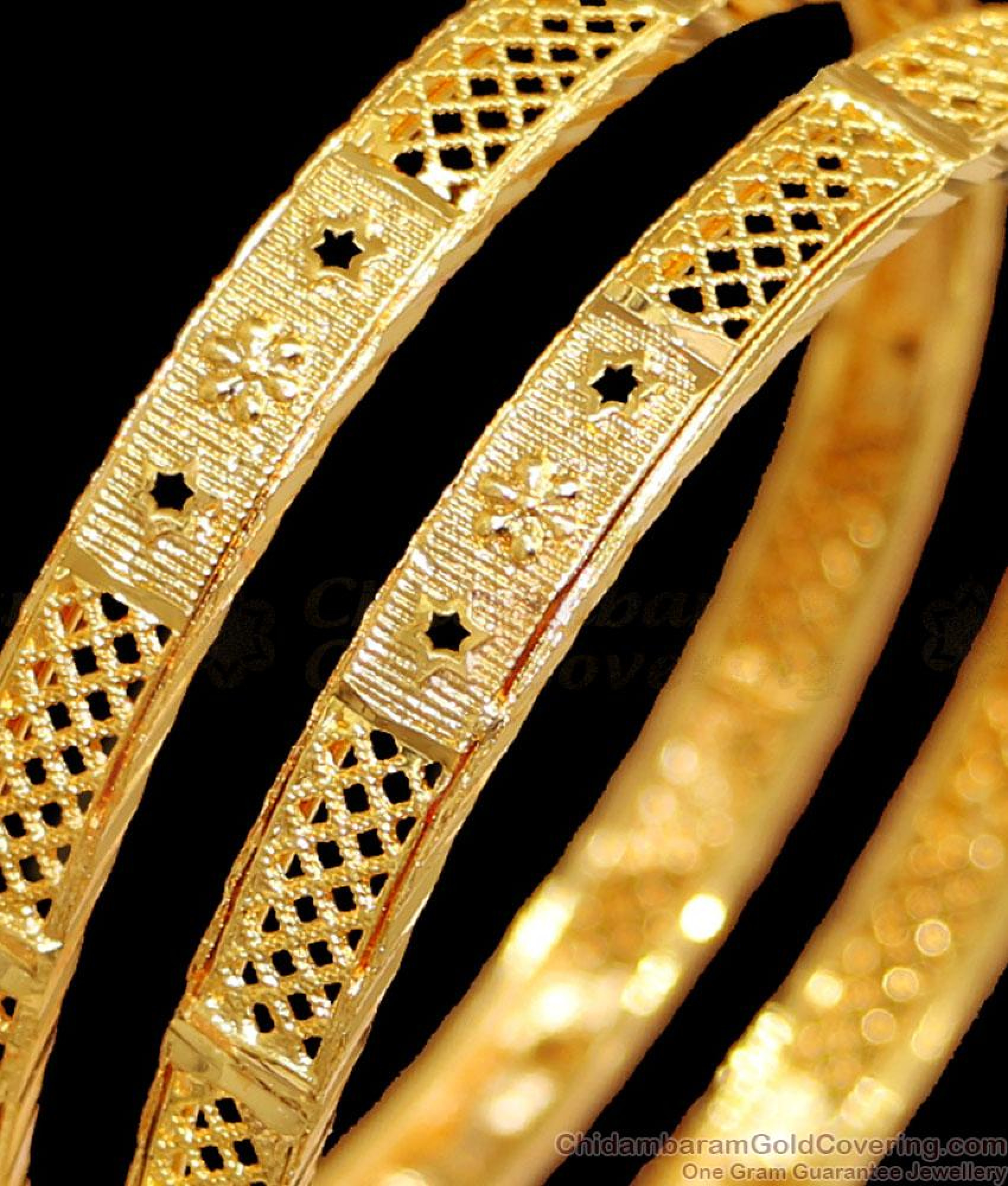 BR2376-2.4 Size One Gram Gold Bangle Light Weight Design For Women