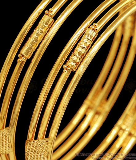 Gold Plated Plain Design Bangles, Chidambaram Gold Covering Regular ...