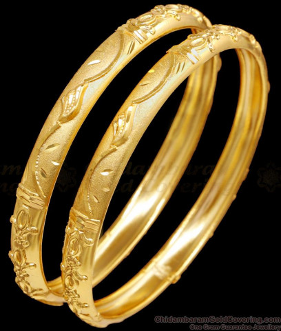BR1913-2.4 Size Two Gram Gold Forming Bangles Plain Strips Design