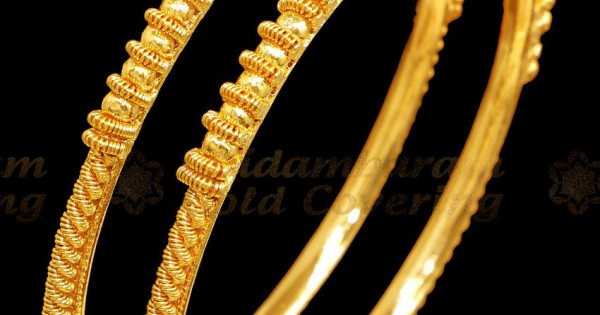 BR2459-2.10 Size One Gram Gold Thread Pattern Bangles Shop Online