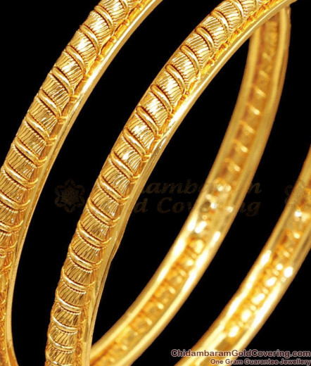Gold Plated Plain Design Bangles, Chidambaram Gold Covering Regular ...