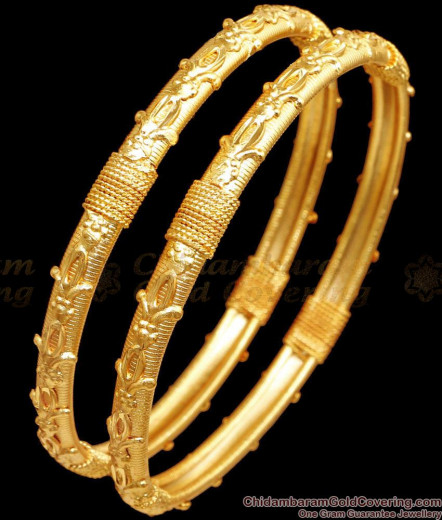 BR1005-2.6 Size Flower Design Broad Kada Screw Type Bangles