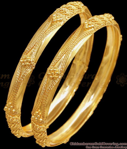 BR1159-2.6 Curvy Pattern Gold Inspired Forming Bangles Set Trendy Model
