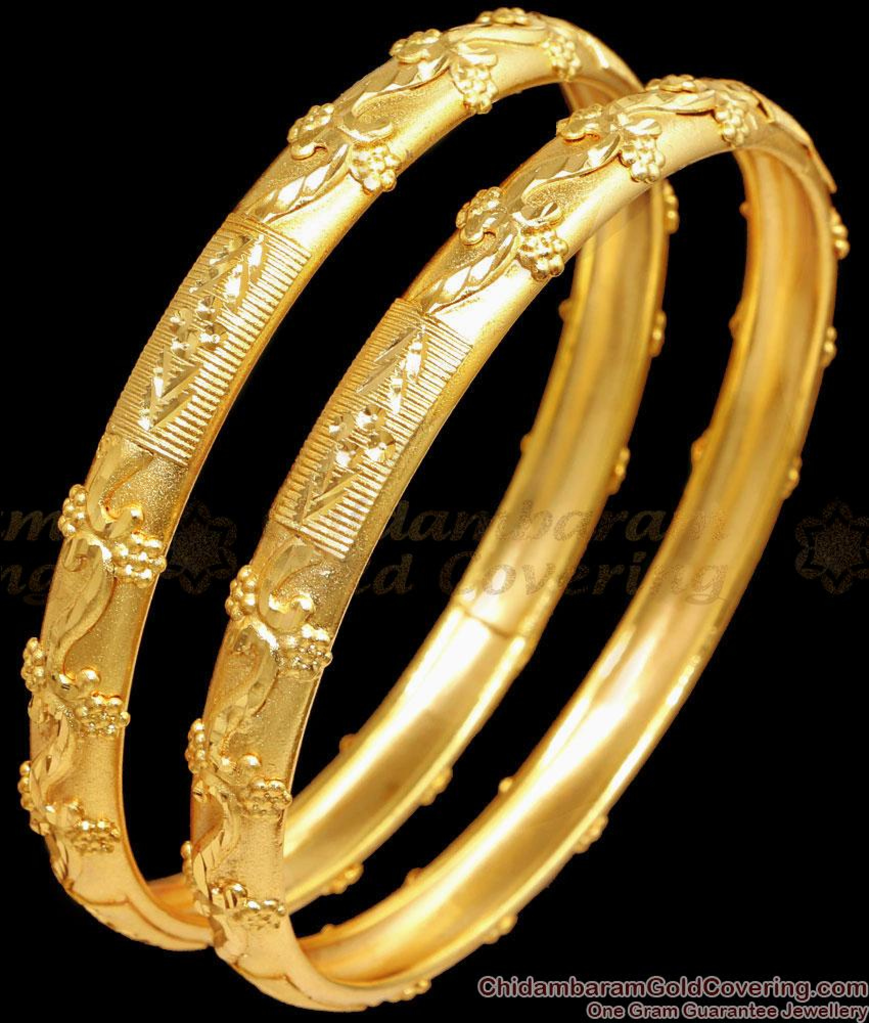 BR2467-2.10 Size Wedding Design Two Gram Gold Bangles Online