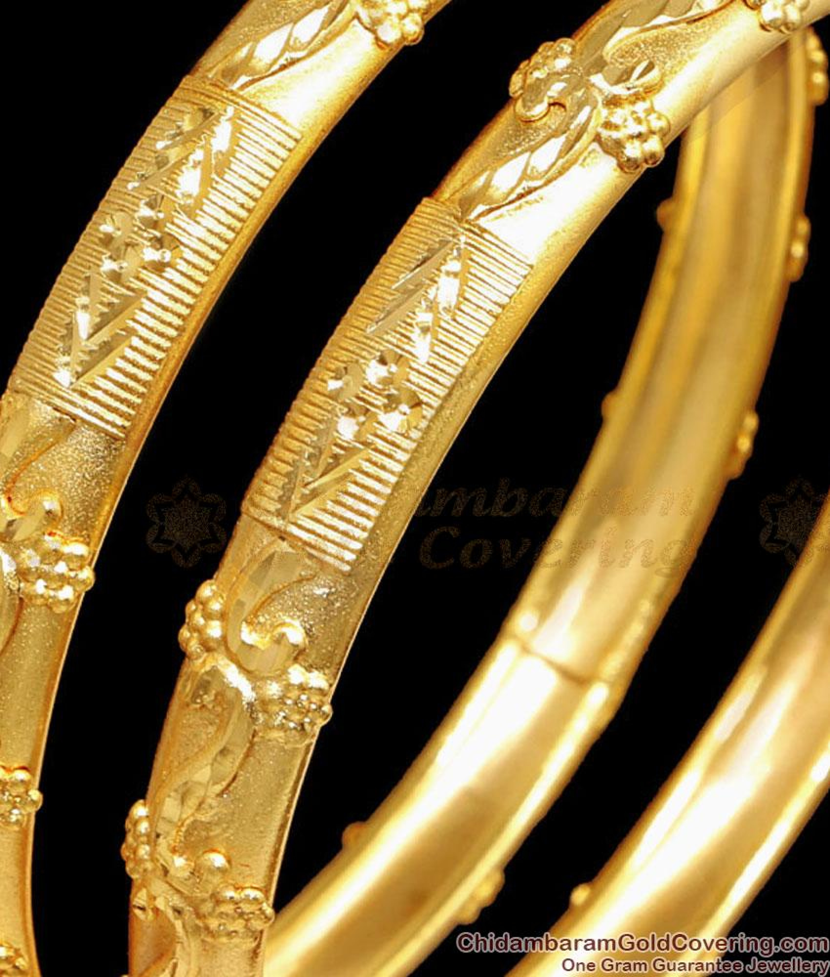 BR2467-2.10 Size Wedding Design Two Gram Gold Bangles Online